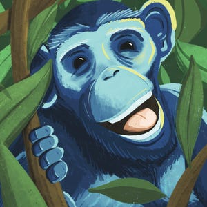 Chimp Illustration Print – Vibrant Art for Living Room, Hallway ...