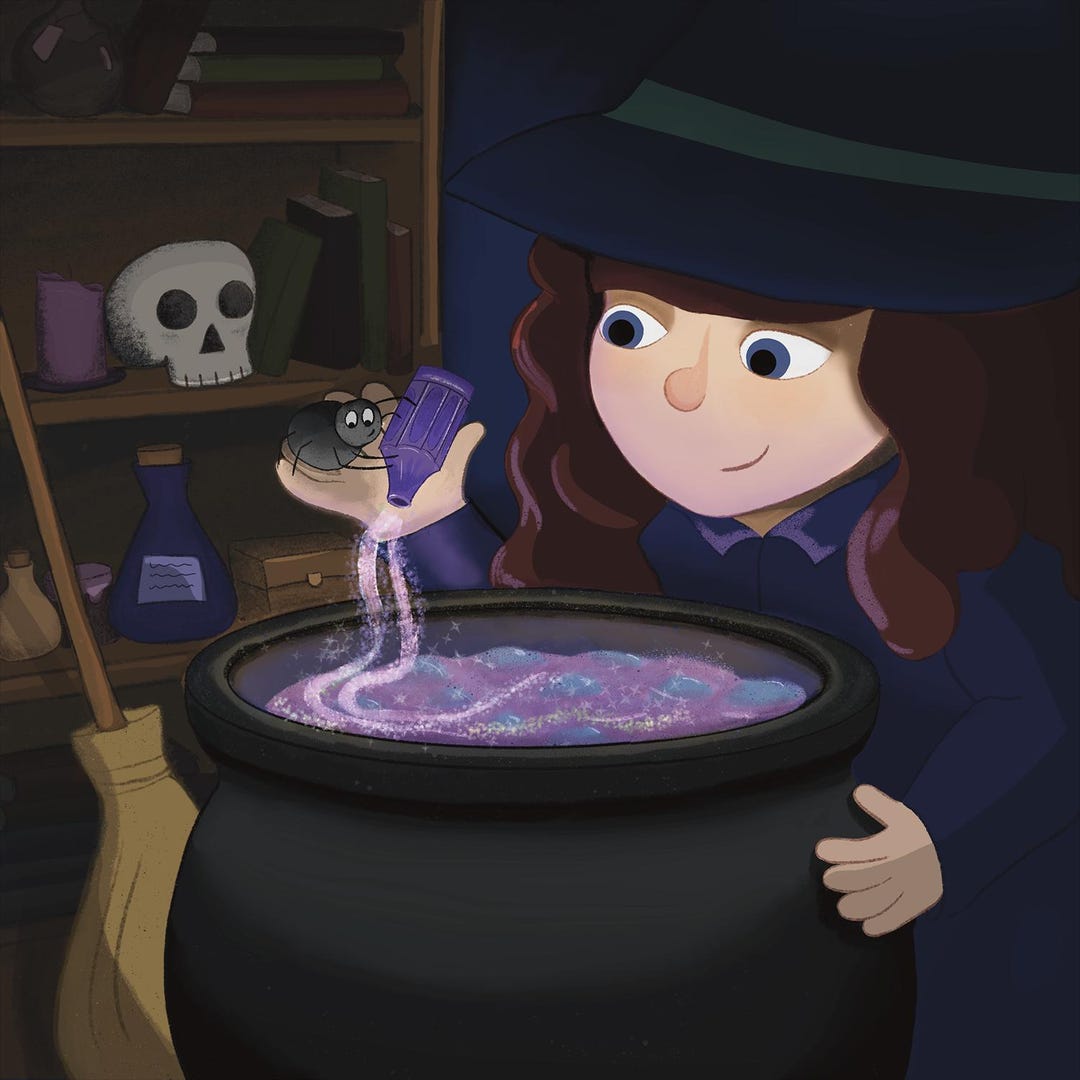 Potion Magic - Witch & Spider Illustration Print - Whimsical Halloween ...
