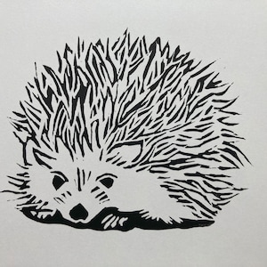 Hedgehog Linocut Print - Etsy