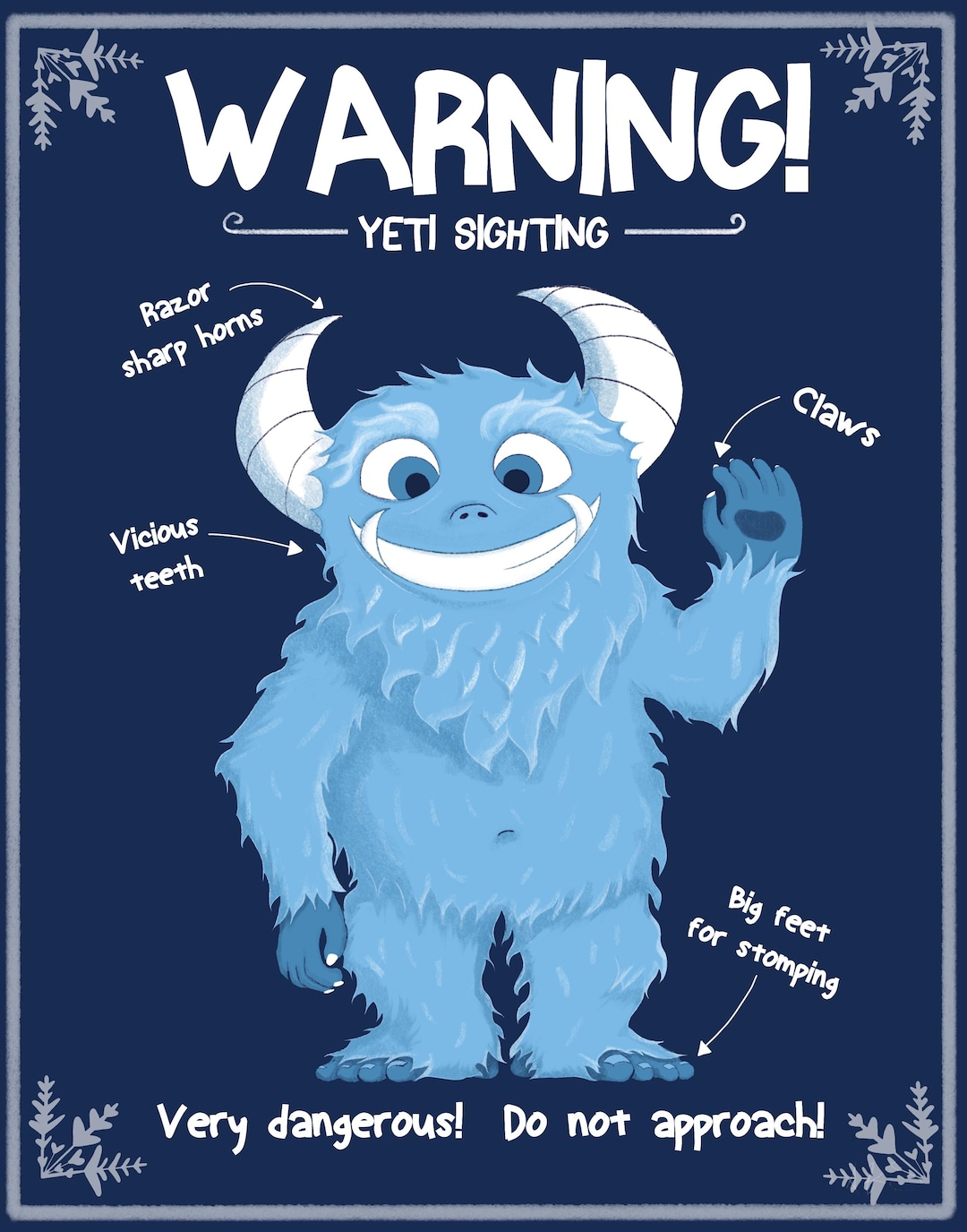 Yeti Warning Sign - A Bright Playful Yeti Sign, Perfect for Nurseries ...