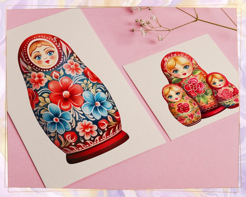 Russian Doll. Watercolor Style Illustrations. Slavic Traditional Ornate ...