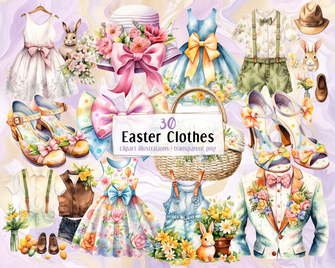 Easter Clothes Illustrations. Holiday Themed Outfits, Spring Dress ...