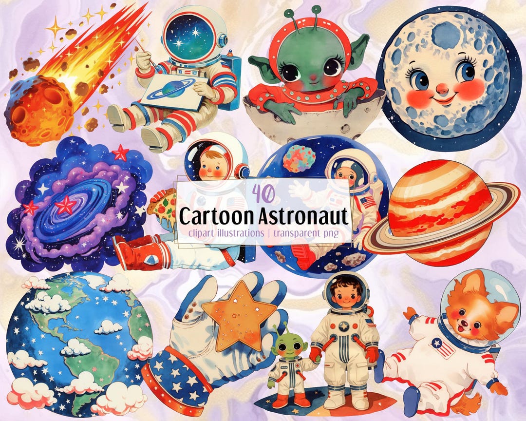 Cartoon Astronaut | PNG Clip Art Illustrations. Space Exploration, Cute ...