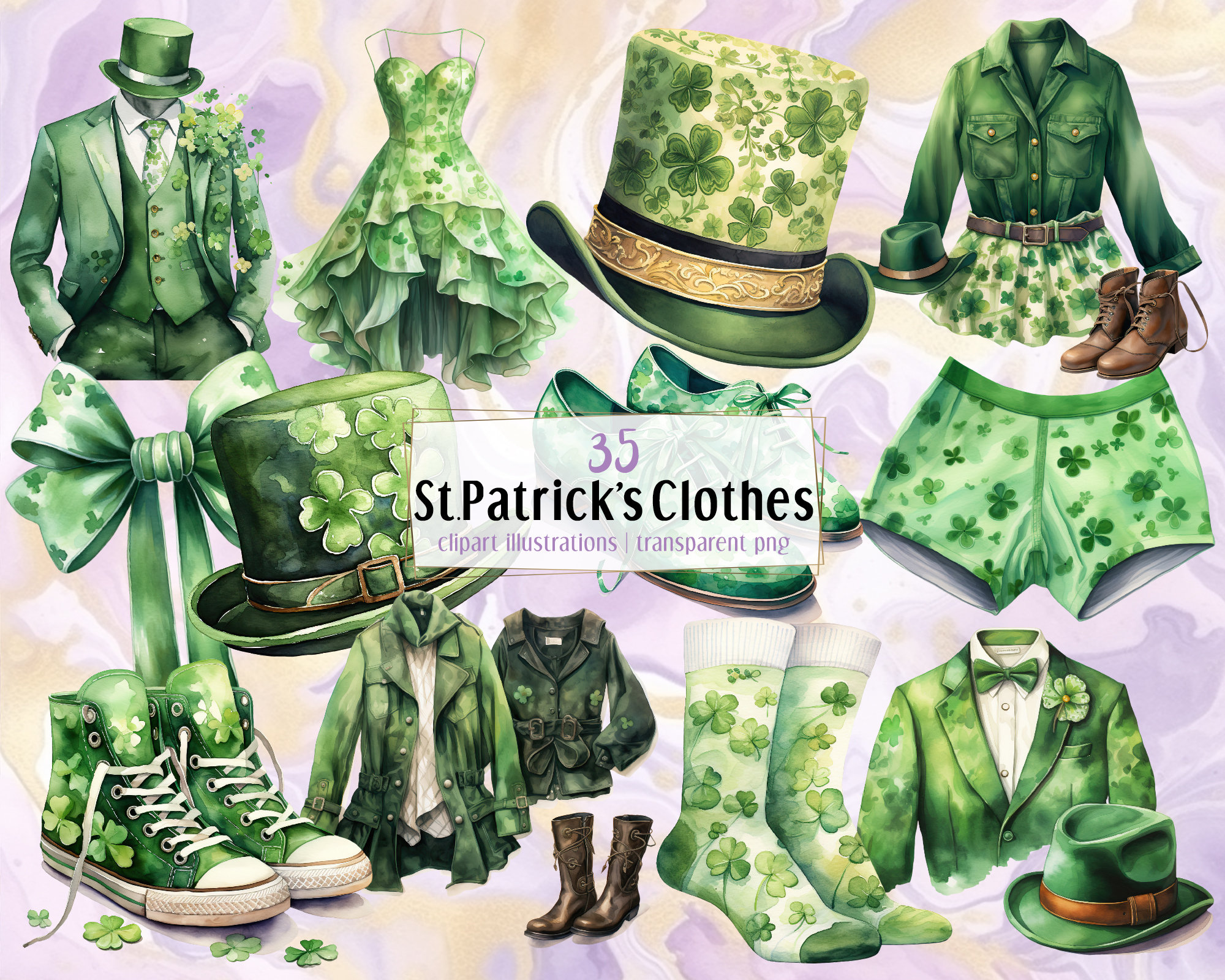 Saint Patrick's Day Clothes Illustrations. Holiday Themed Dress, Green ...