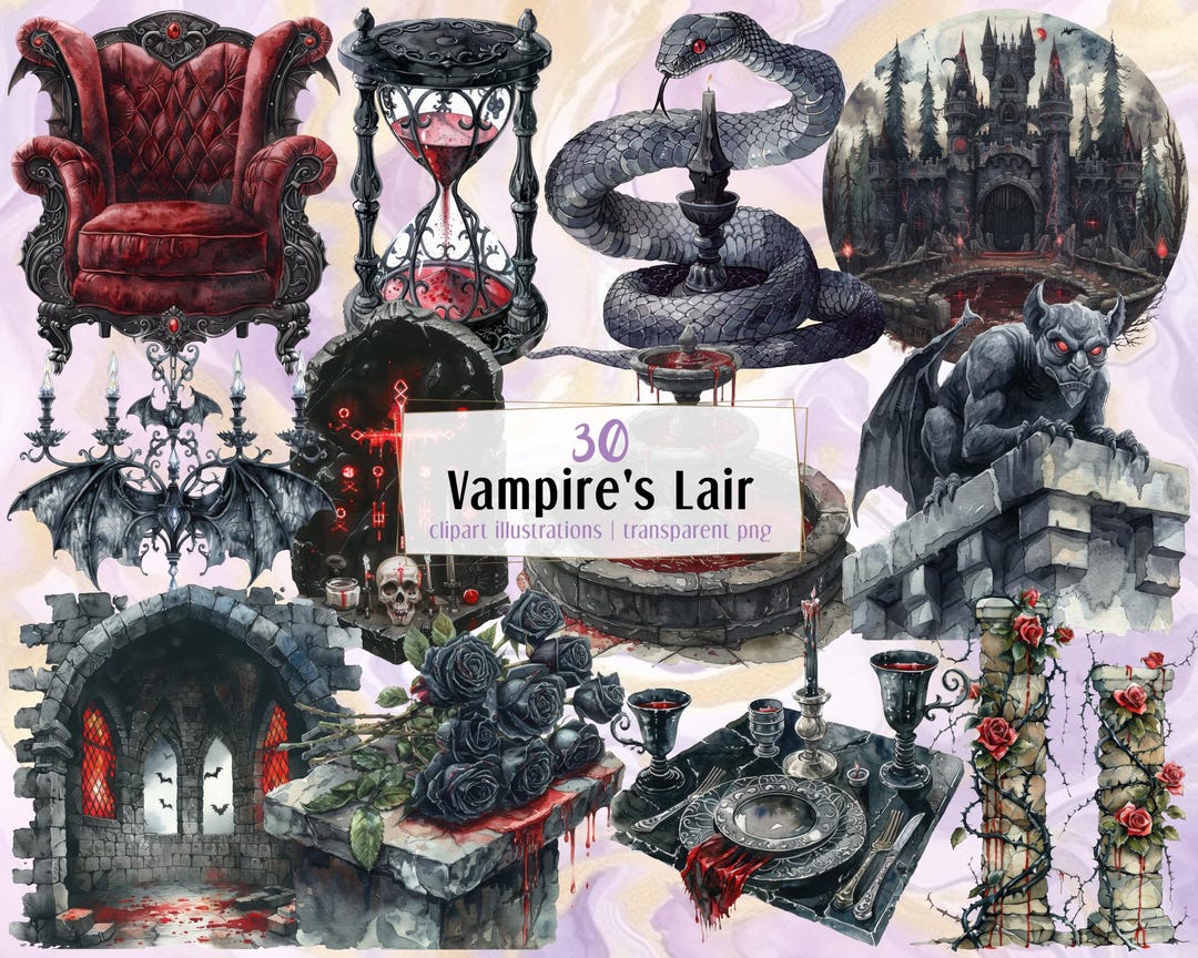 Vampire's Lair Illustrations. Dark Mysterious Gothic Fantasy, Shadowed ...