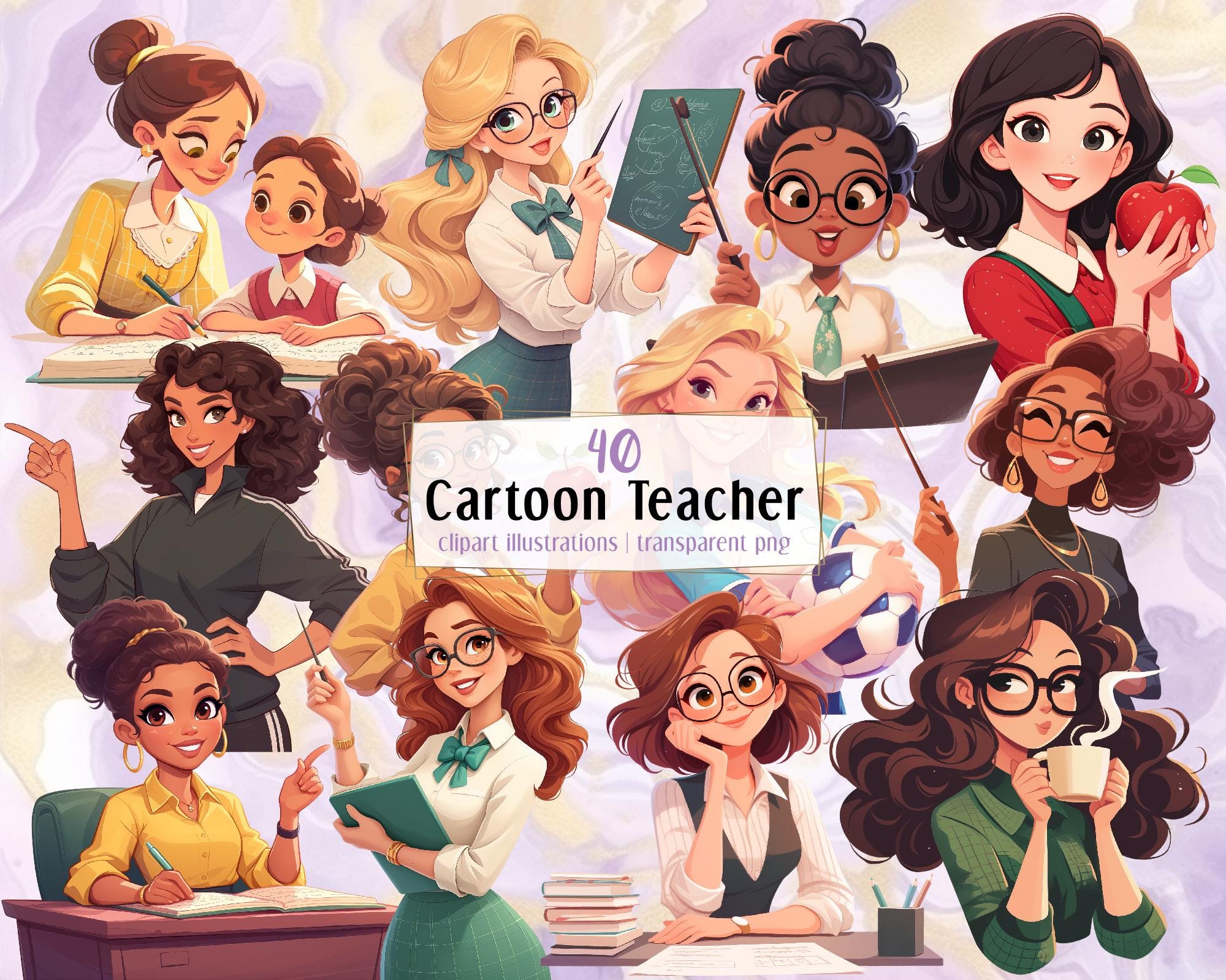 Cartoon Female Teacher Illustrations. School Teachers, Smart Women ...