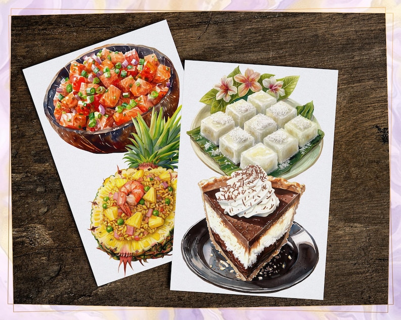 Hawaiian Cuisine | PNG Clip Art Illustrations. Traditional Polynesian ...