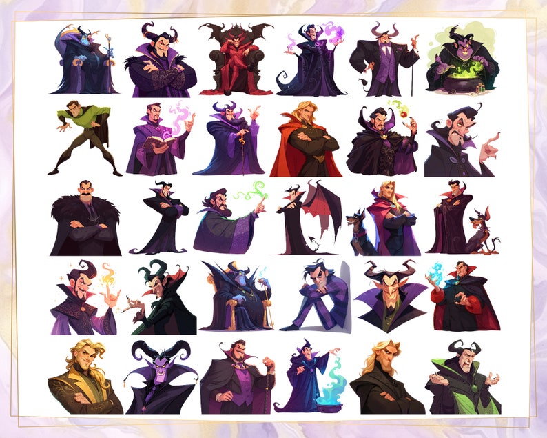 Cartoon Villain Male, Digital Illustrations. Mean Guys and Monsters ...