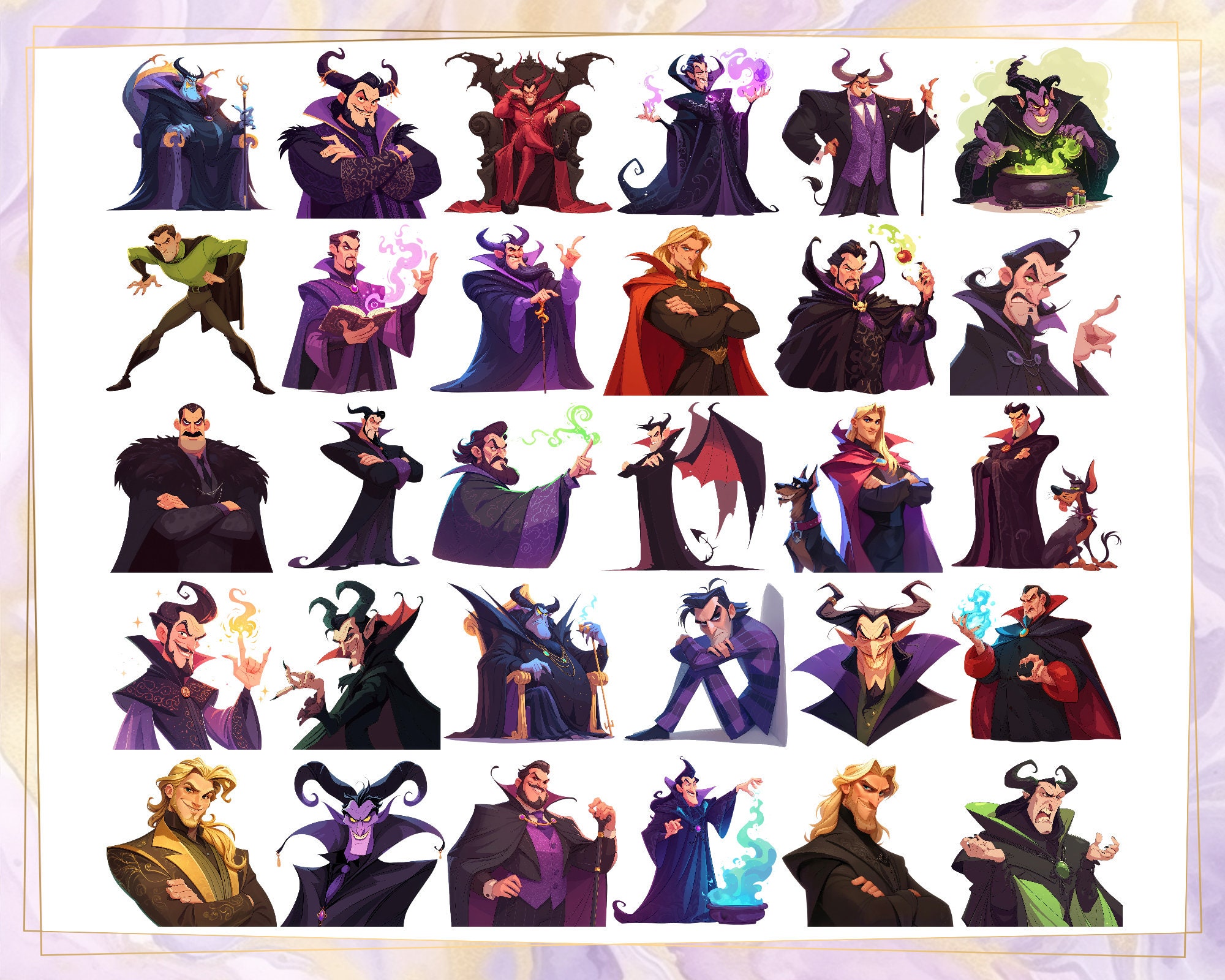 Cartoon Villain Male, Digital Illustrations. Mean Guys and Monsters ...