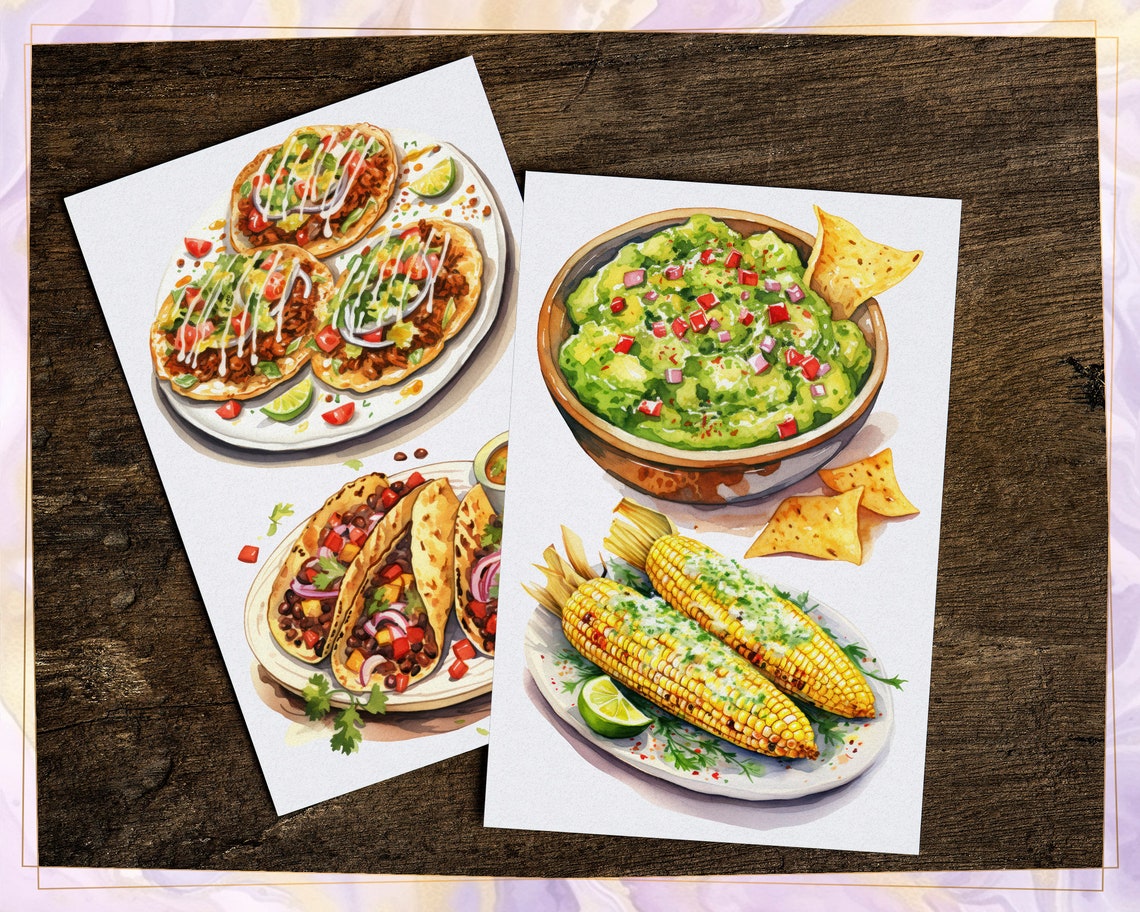 Mexican Cuisine Illustrations. Delicious Tex-mex Food and Dishes From ...