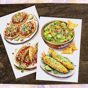 Mexican Cuisine Illustrations. Delicious Tex-mex Food and Dishes From ...