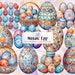Mosaic Easter Egg Illustrations. Holiday Themed Colorful Eggs Decorated ...