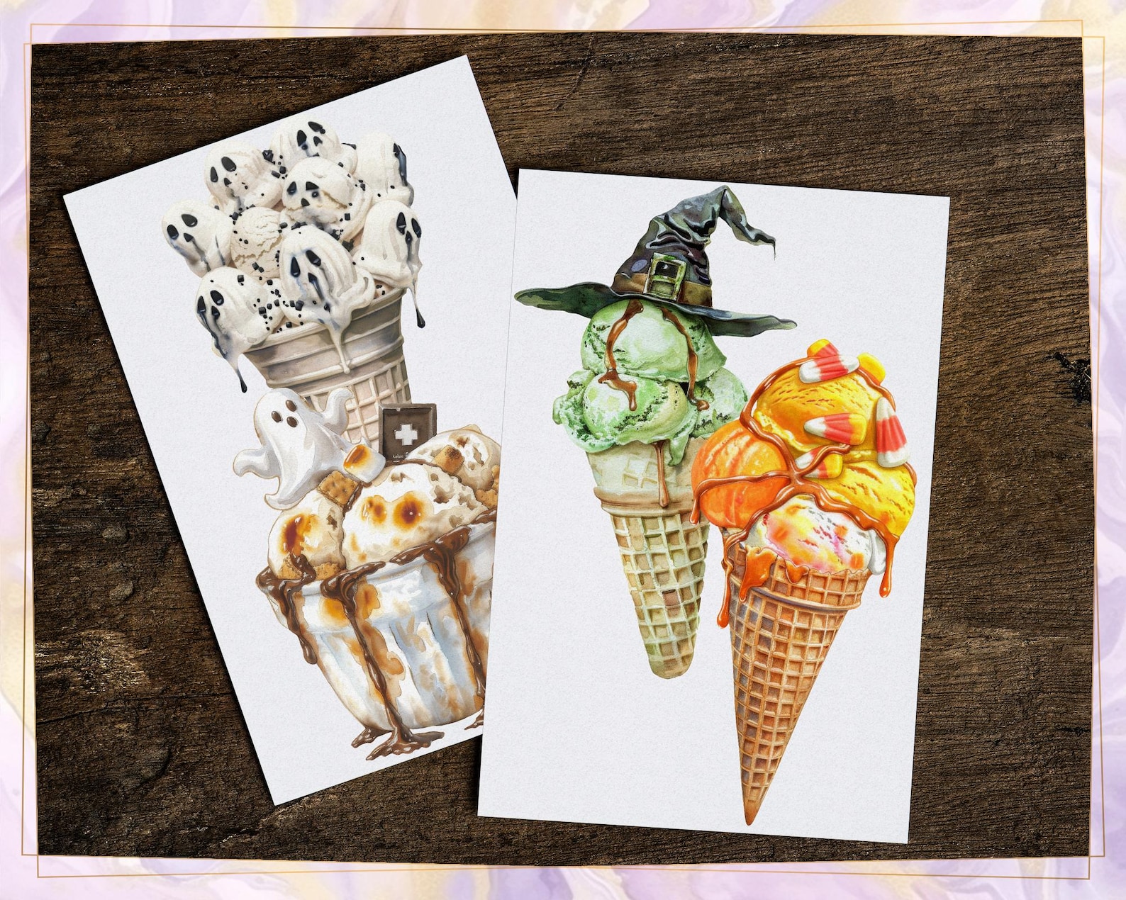 Spooky Ice Cream Illustrations. Halloween Holiday Themed Ice Creams ...