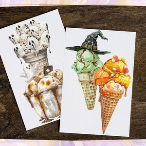 Spooky Ice Cream Illustrations. Halloween Holiday Themed Ice Creams ...