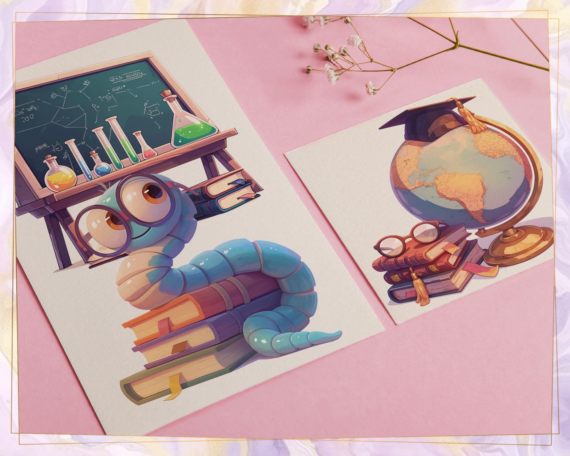 Cartoon School Illustrations. First Day at Elementary School ...