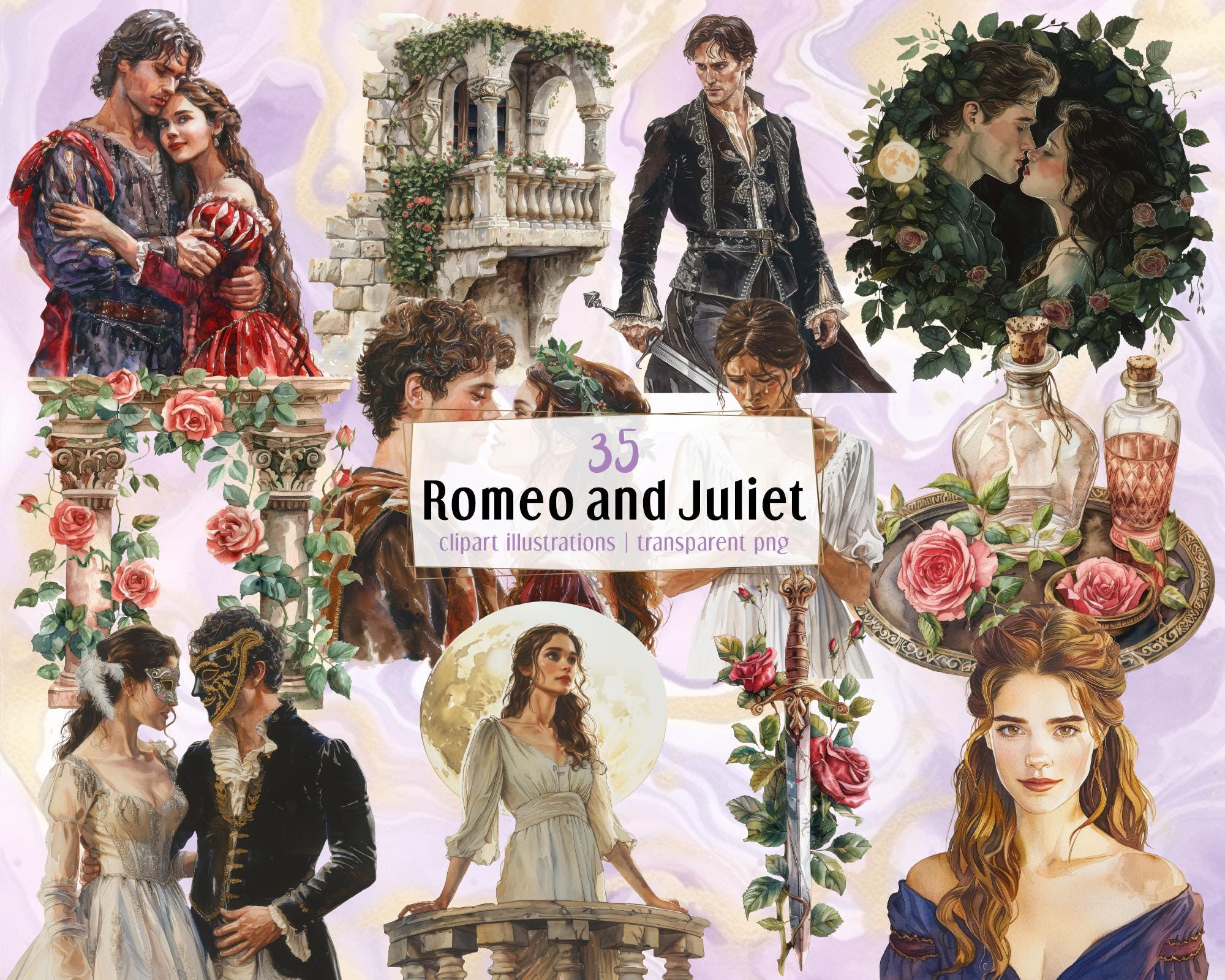 Romeo and Juliet Illustrations. Classic Shakespeare Play, Romance and ...