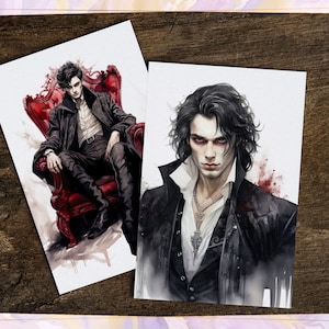 Gothic Vampire Male, Watercolor Style Illustrations. Dark Mysterious ...