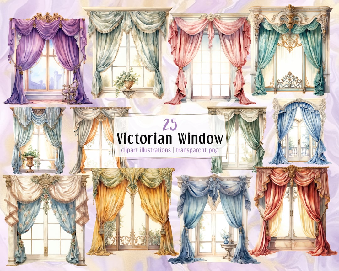 Victorian Windows Illustrations. Window Frames With Fancy Decorative ...