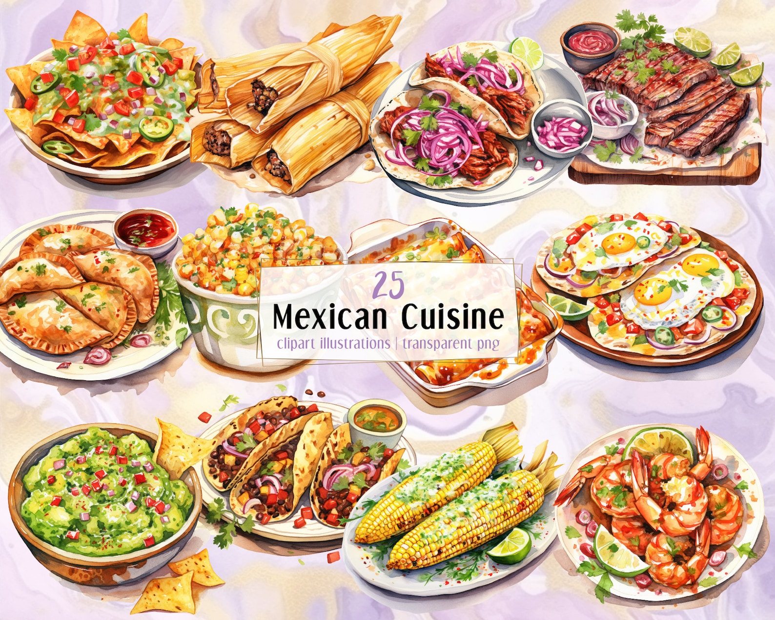 Mexican Cuisine Illustrations. Delicious Tex-mex Food and Dishes From ...