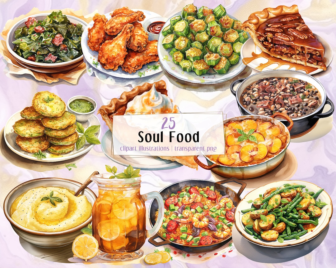 Soul Food Illustrations. Southern Cuisine Dishes, Drinks & Desserts ...
