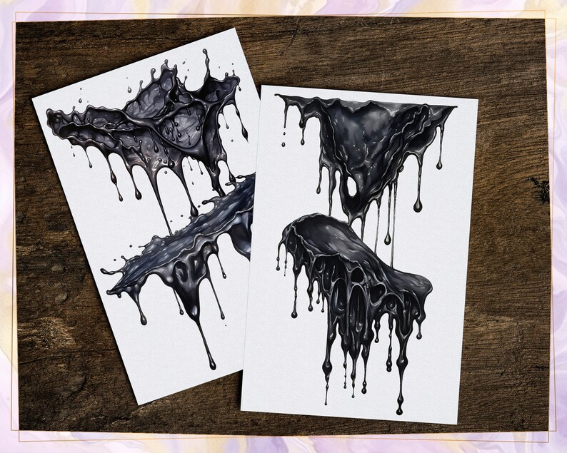 Black Paint Splash. Watercolor Style Illustrations. Dark Liquid ...