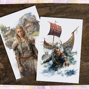 Viking Age, Watercolor Style Illustrations. Norsemen Life Objects ...