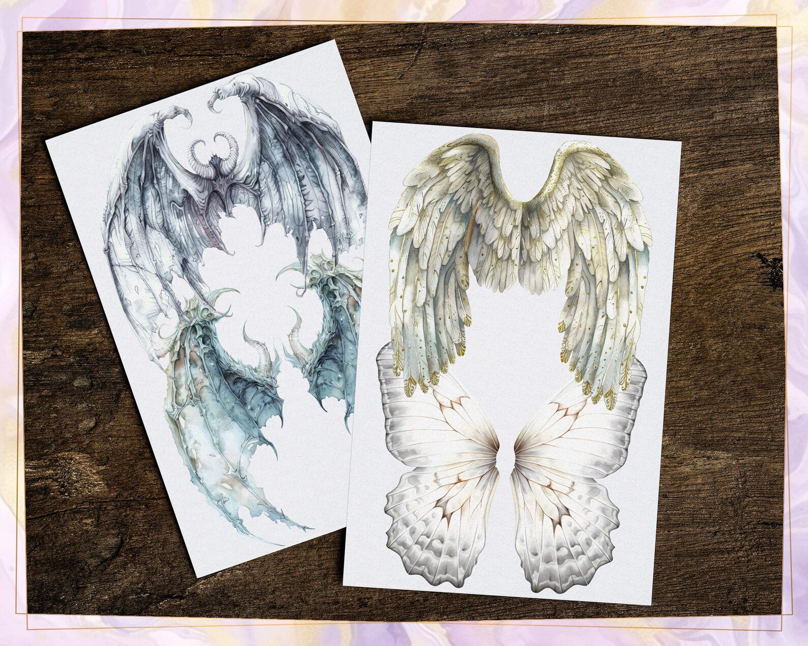 White Wings Illustrations. Bright Imaginary Fantasy Wings, Feather ...
