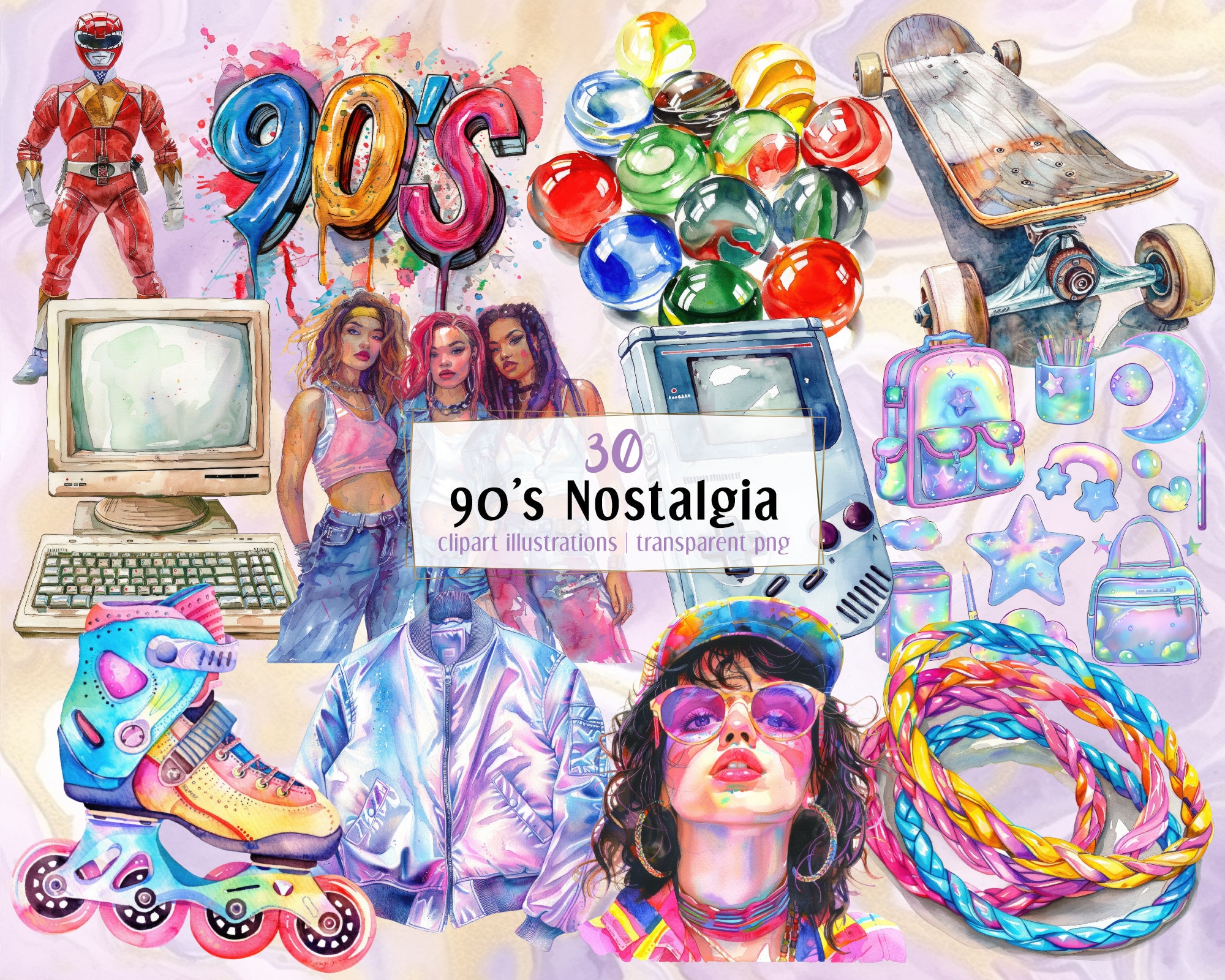 90's Nostalgia Illustrations. Pop Culture, Retro Toys, Old School ...