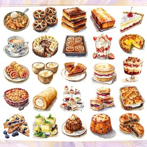 British Dessert Illustrations. Delicious Sweet English UK Food, Baked ...