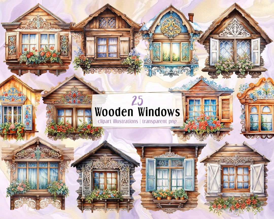 Wooden Windows. Slavic Village Traditional Carved Style Ornate Window ...