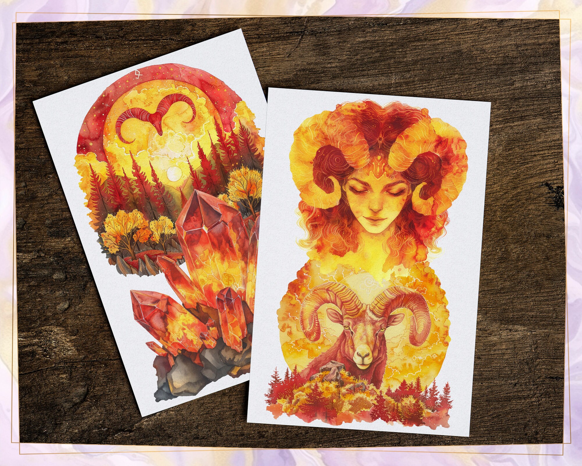 Aries Inspired Illustrations. Ram Birthday Zodiac Sign Themed Objects ...