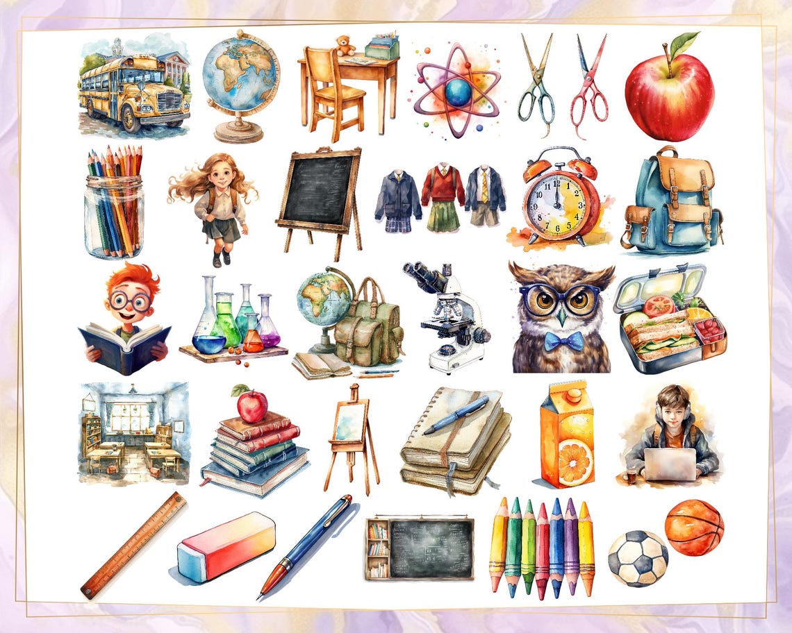 Back to School Illustrations. First Day at Elementary School ...