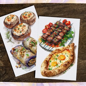 Georgian Cuisine Illustrations. Delicious Dishes, Food From Georgia ...
