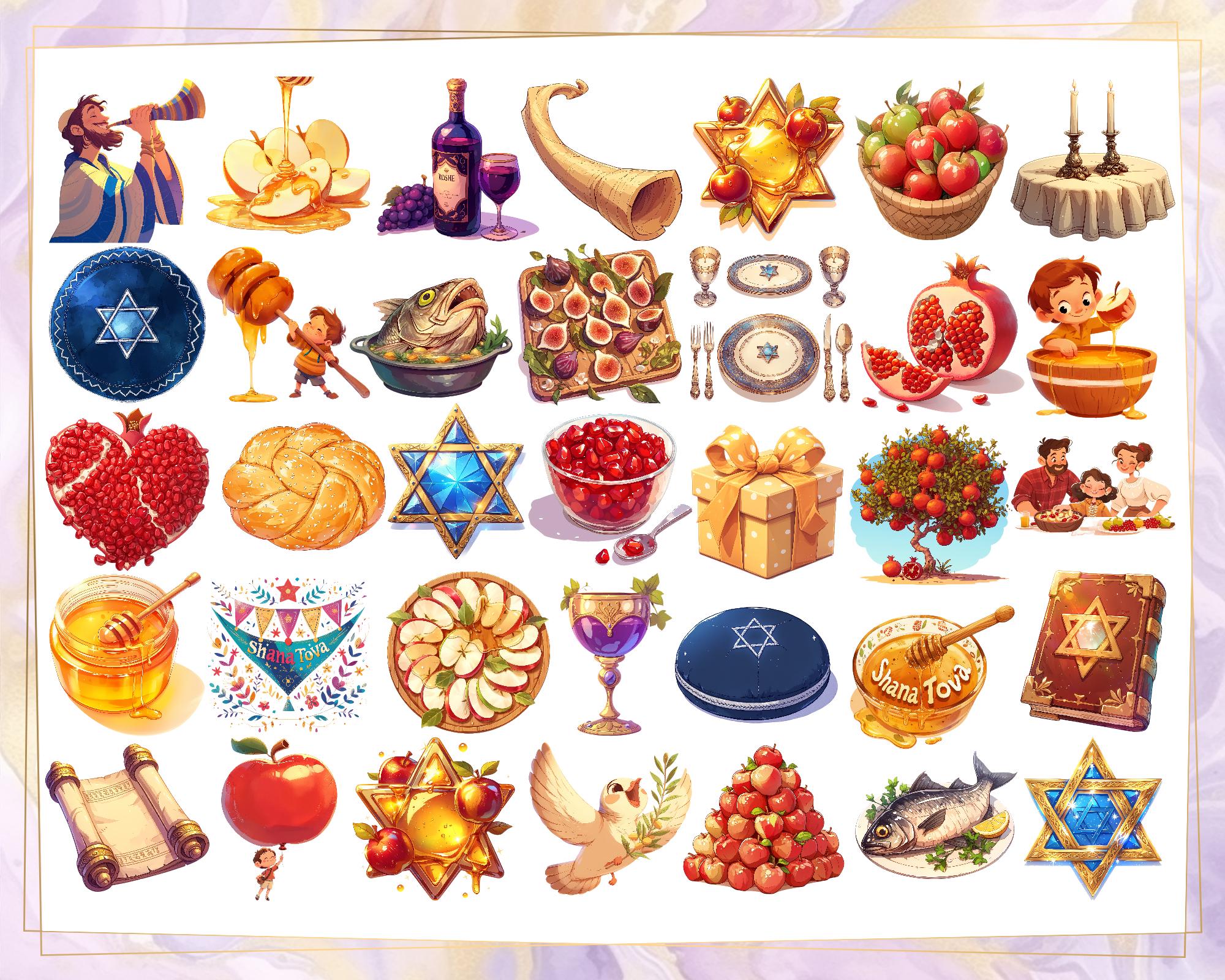 Cartoon Rosh Hashanah Illustrations. Cute Adorable Jewish New Year ...