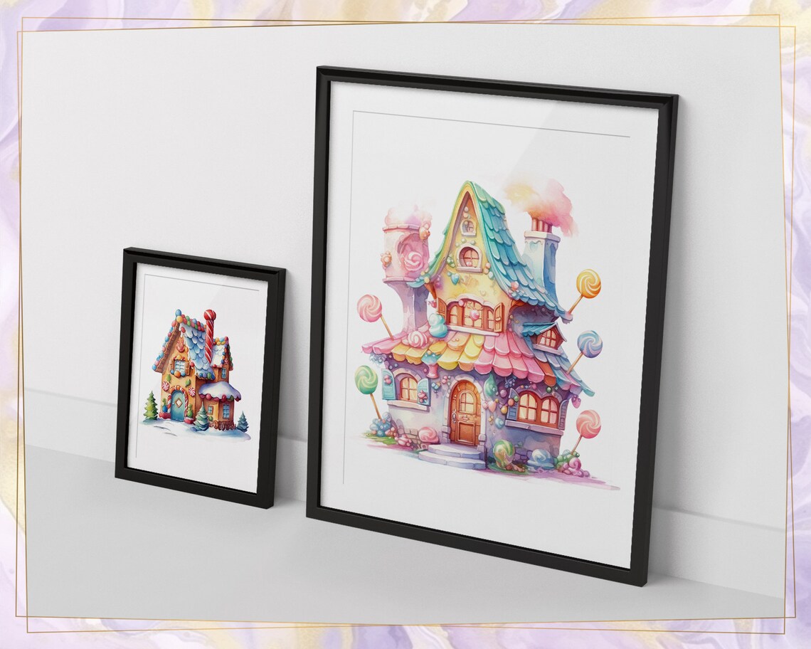 Candy House. Watercolor Style Illustrations. Cute Colorful Houses ...