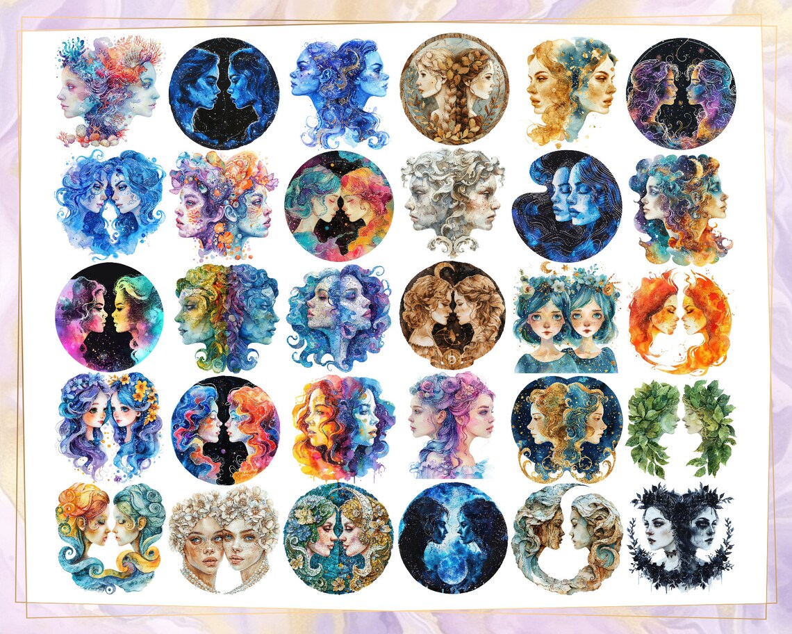 Gemini Illustrations. Gemini Birthday Zodiac Astrology Sign Represented ...