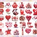 Red Valentine Illustrations. Romantic Valentine's Day Elements, Wedding ...