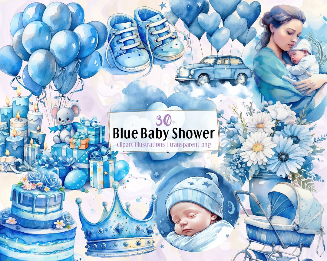 Blue Boy Baby Shower, Birthday Party, Motherhood. Watercolor Style ...