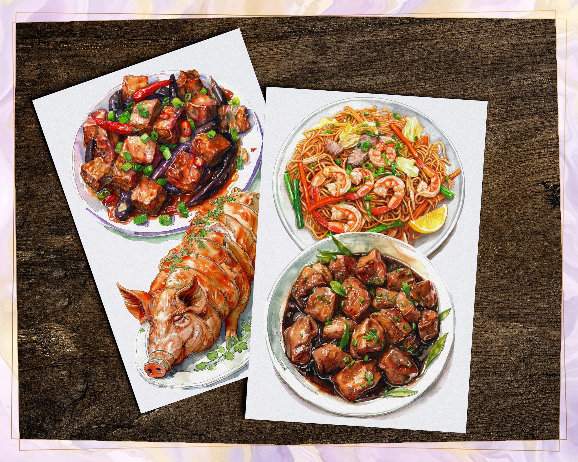 Filipino Cuisine Illustrations. Delicious Philippines Dishes, Asian ...