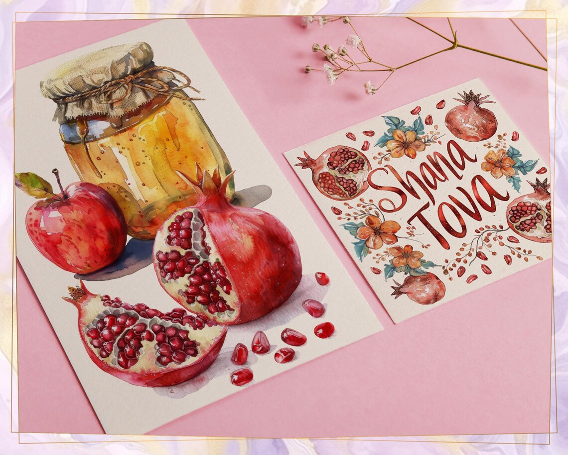 Rosh Hashanah Illustrations. Jewish New Year Celebration Holiday ...