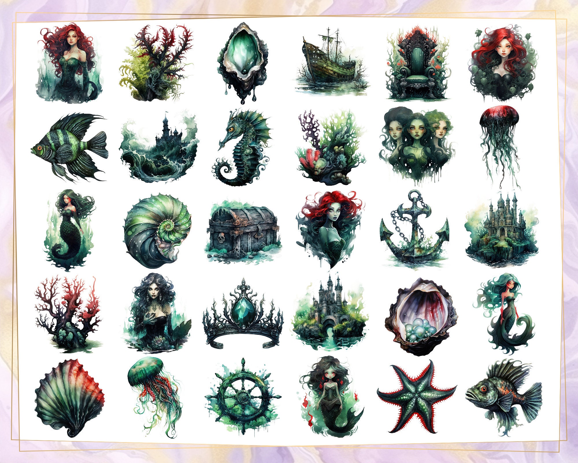 Dark Mermaid. Gothic, Black Mermaids, Objects and Aquatic Life ...