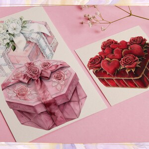 Romantic Gift Boxes Illustrations. Cute Decorated Valentine's Day Gifts ...