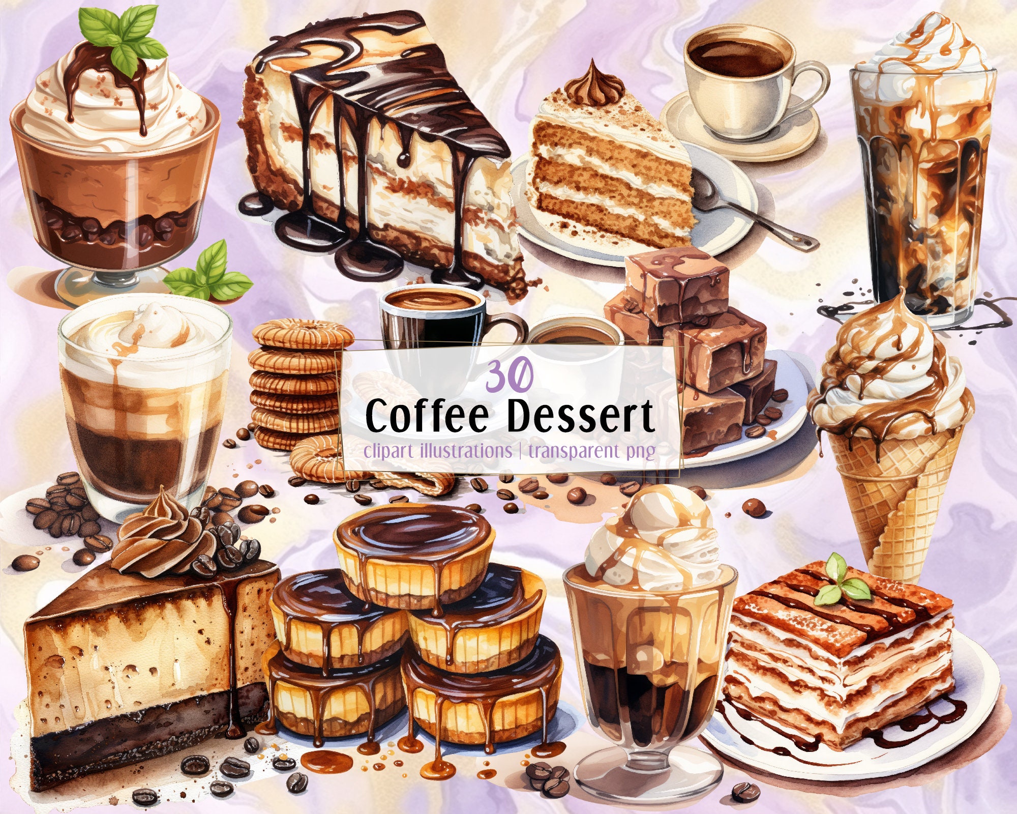 Coffee Dessert Illustrations. Delicious Coffee Flavored Treats ...