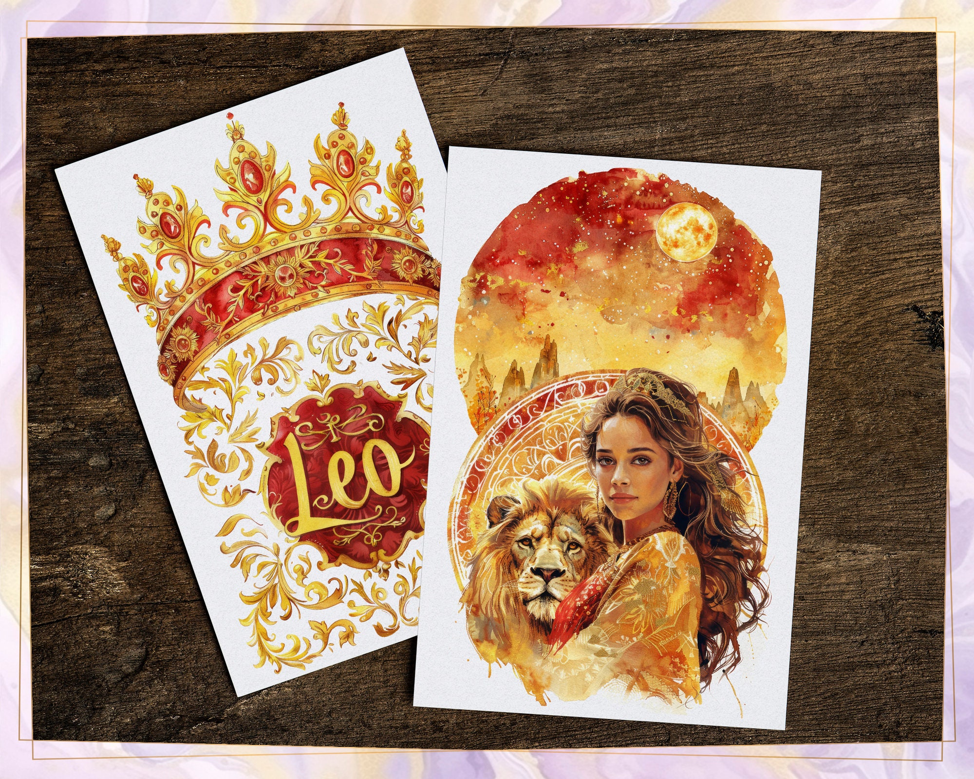 Leo Inspired Illustrations. Lion Birthday Zodiac Sign Themed Objects ...
