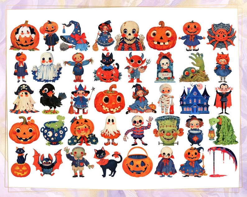 Cartoon Halloween | PNG Clip Art Illustrations. Spooky Characters, Jack ...