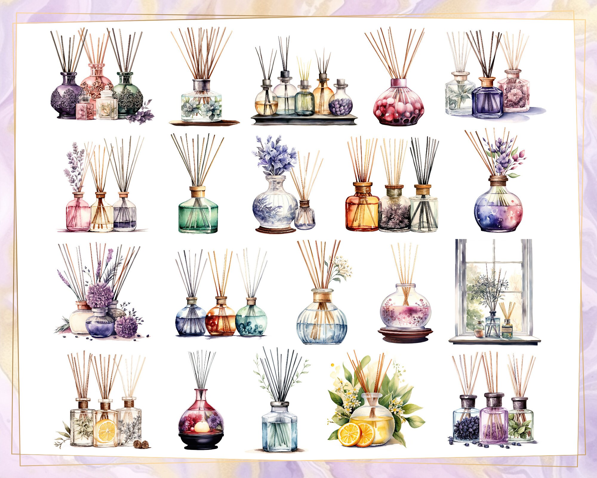 Diffuser Bottle Illustrations. Colorful Aromatic Fragrance Home ...