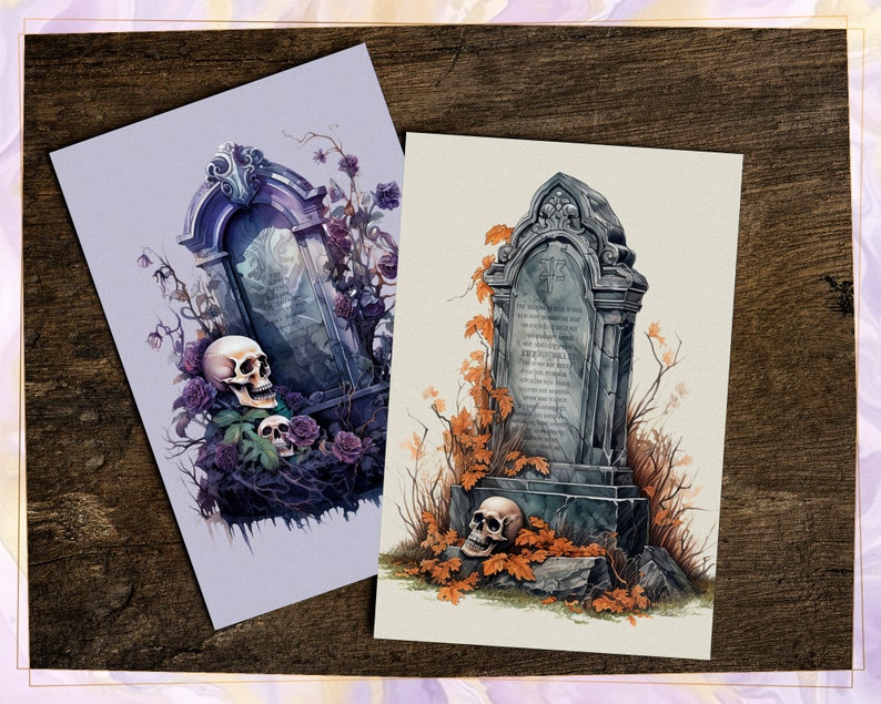Spooky Gravestone Illustrations. Scary Creepy Tombstone, Cemetery ...