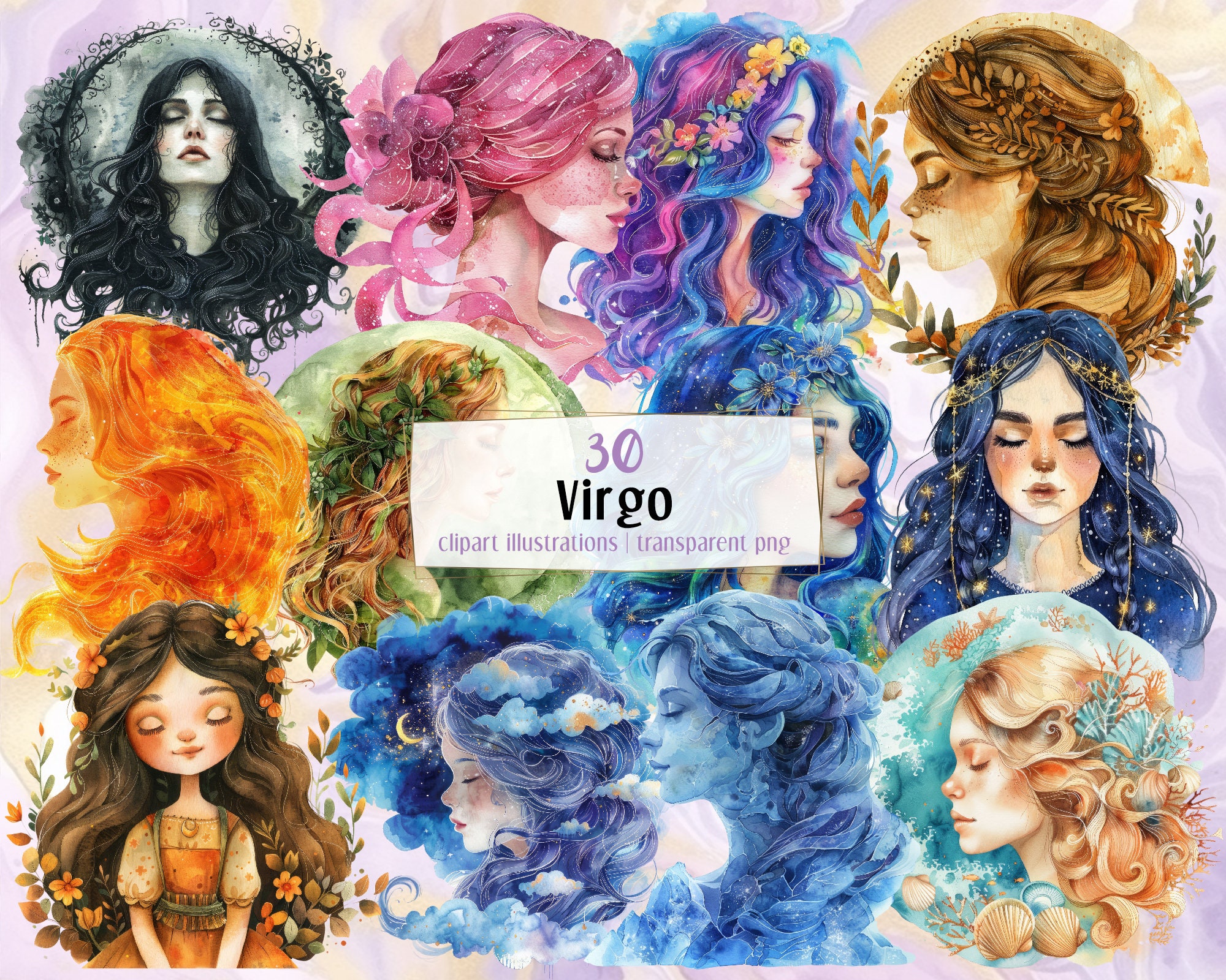 Virgo Illustrations. Maiden Birthday Zodiac Astrology Sign Represented ...