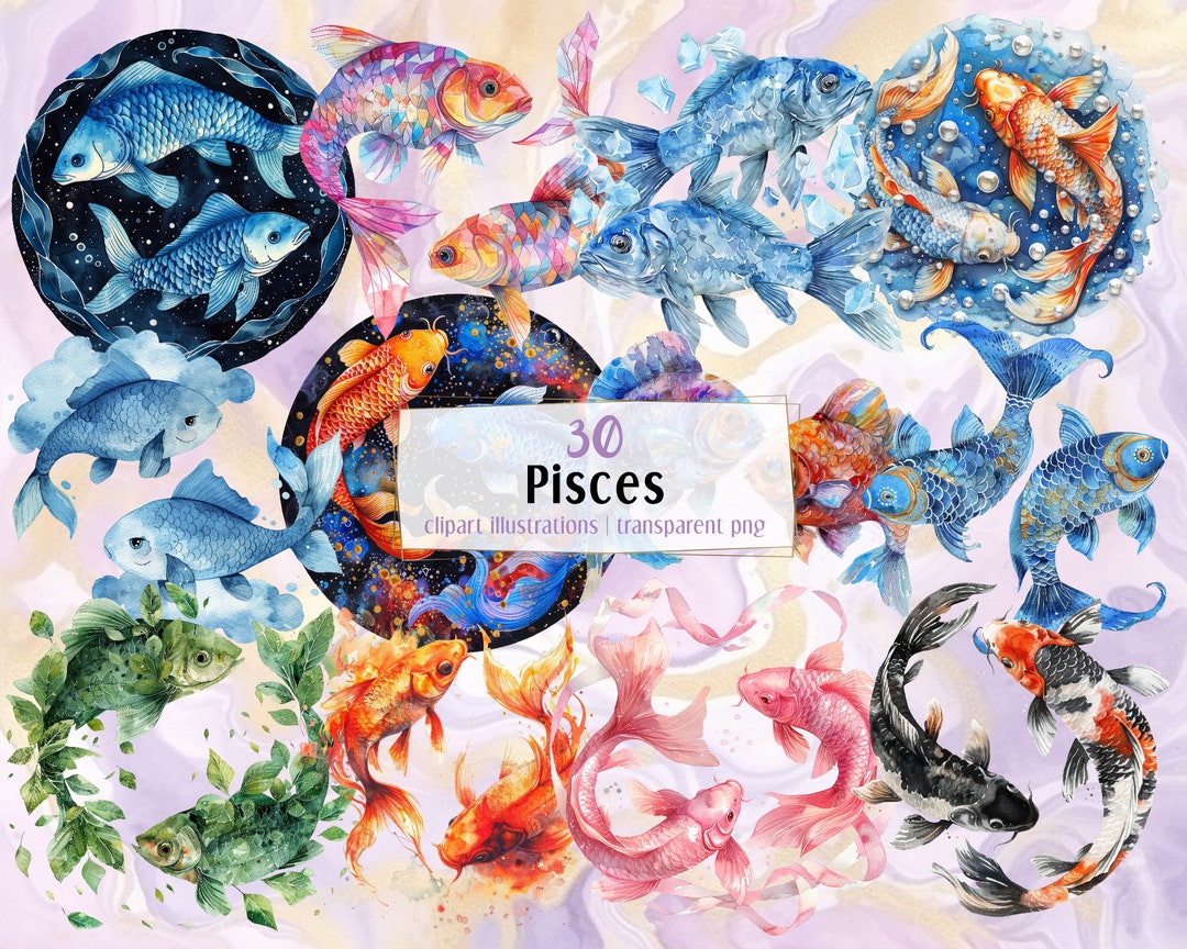Pisces Illustrations. Birthday Zodiac Astrology Water Sign Represented ...
