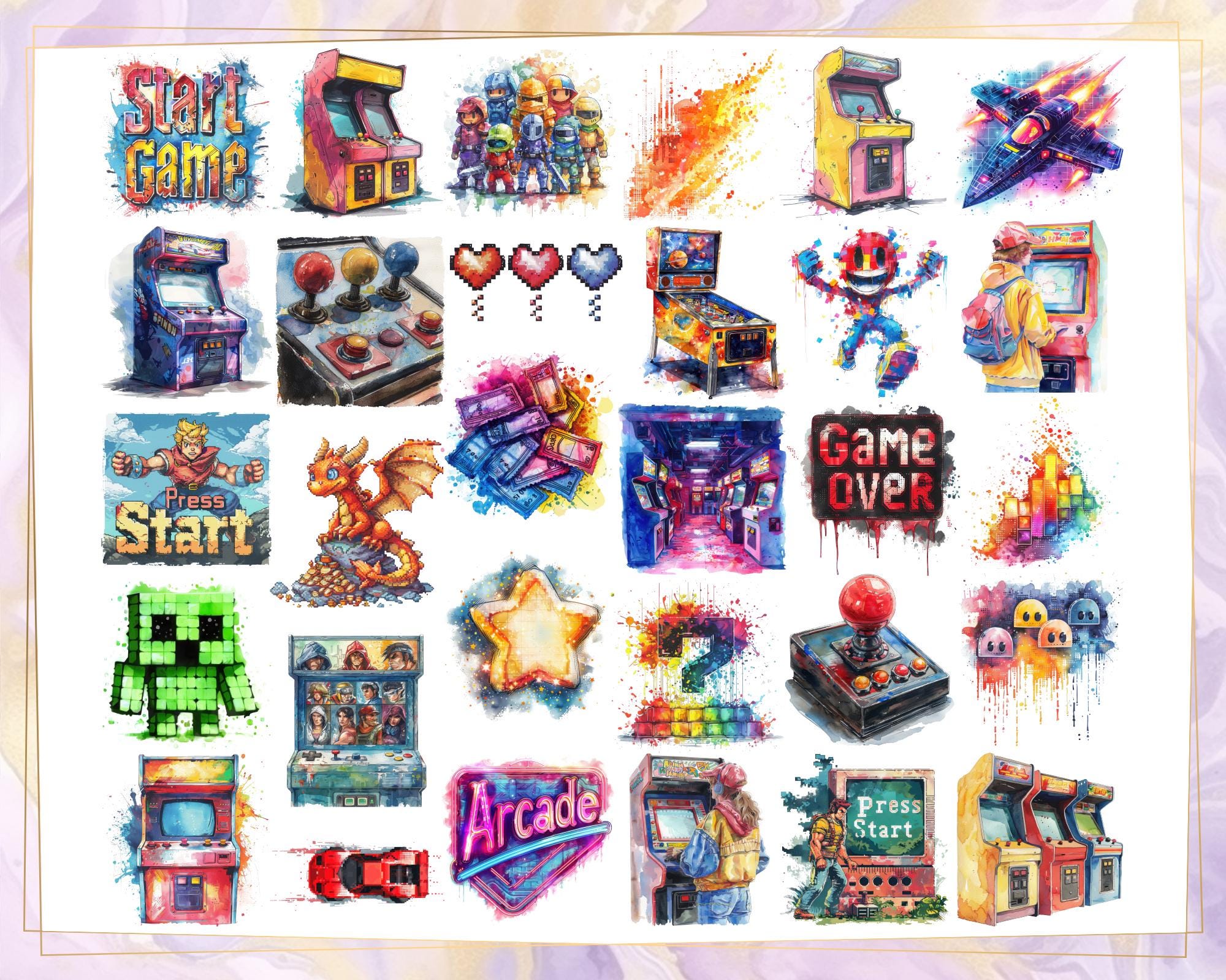 80's Arcade Illustrations. Pop Culture, Nostalgic Retro Old School Game ...